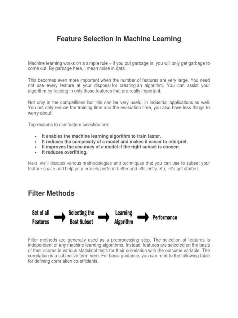 Feature Selection in Machine Learning | PDF | Machine Learning ...