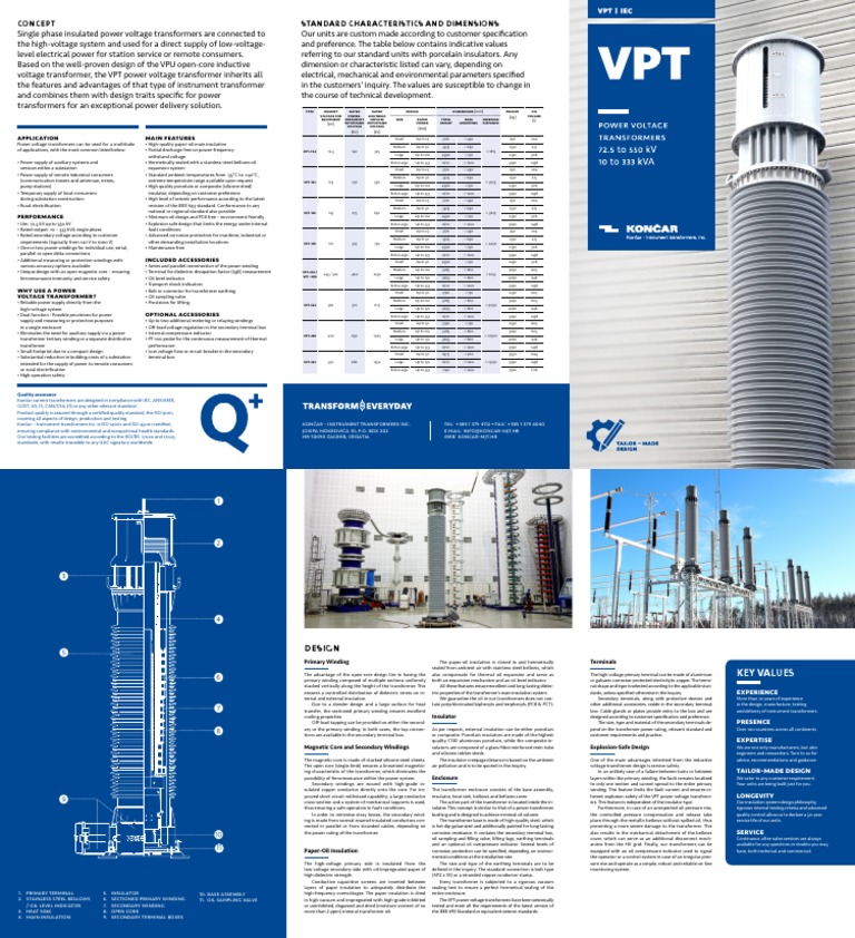 Power Voltage Transformer Type VPT Brochure | PDF | Transformer ...