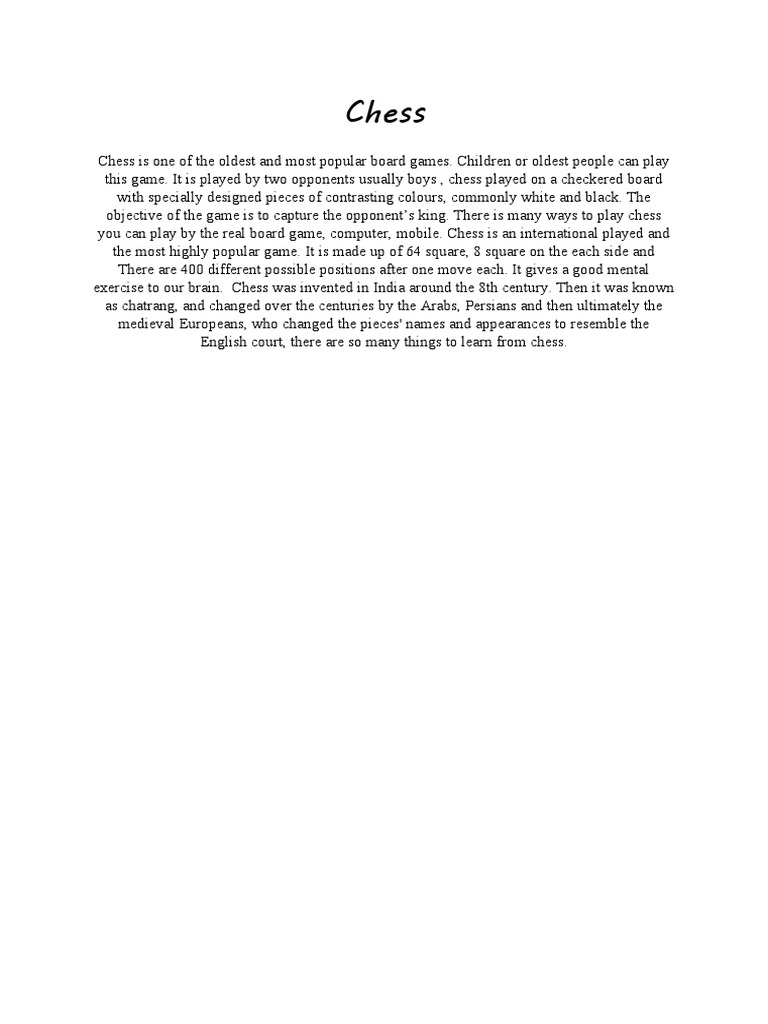 Speech English About Chess | PDF