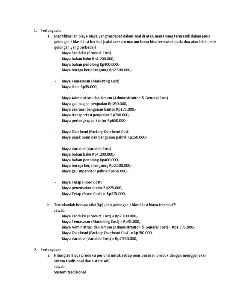 Akuntansi Biaya 1 PAJA3336 | PDF