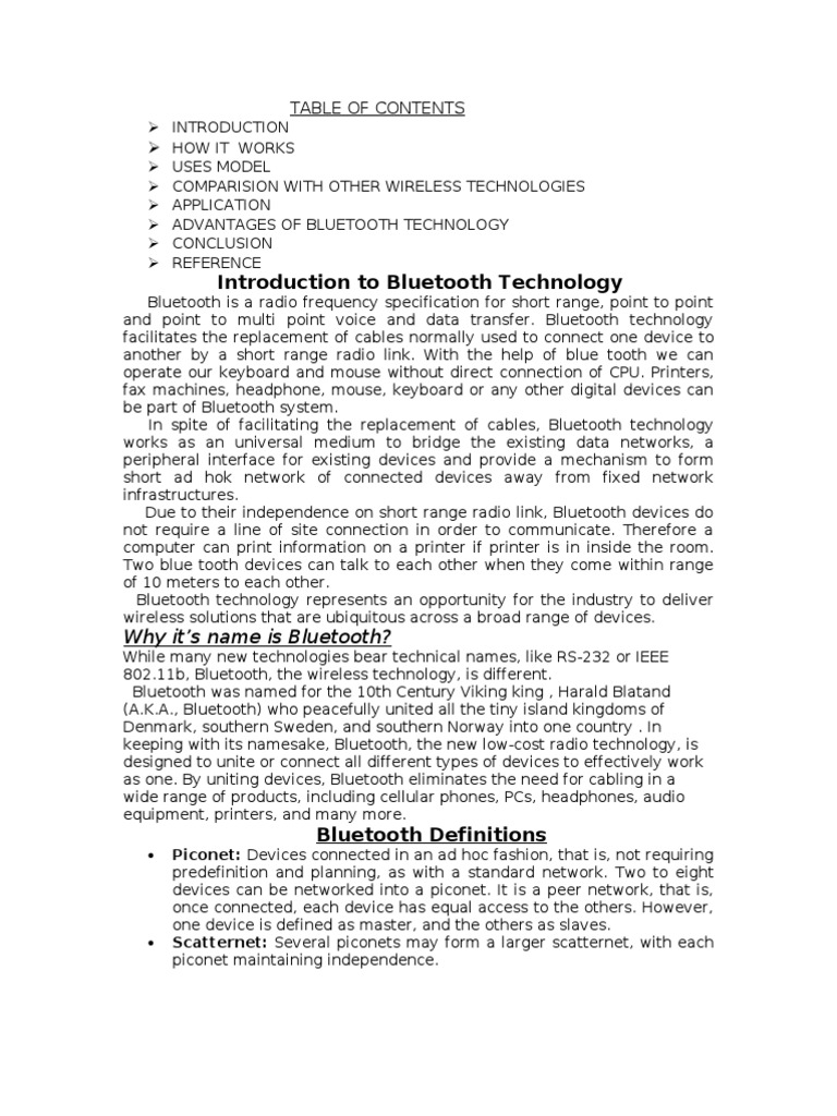 Introduction To Bluetooth Technology: Why It's Name Is Bluetooth? | PDF ...