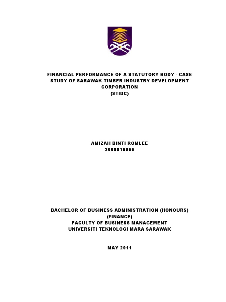 Financial Performance of A Statutory Body - Case Study of Sarawak ...