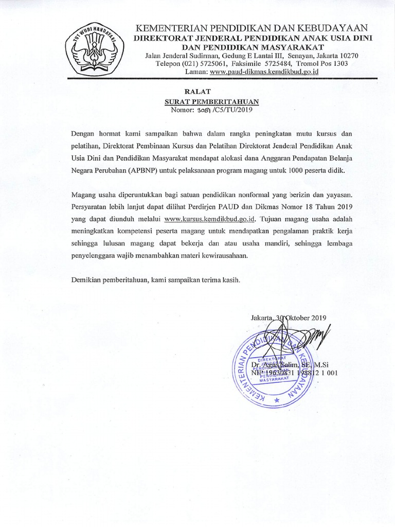 Ralat Surat Pemberitahuan | PDF