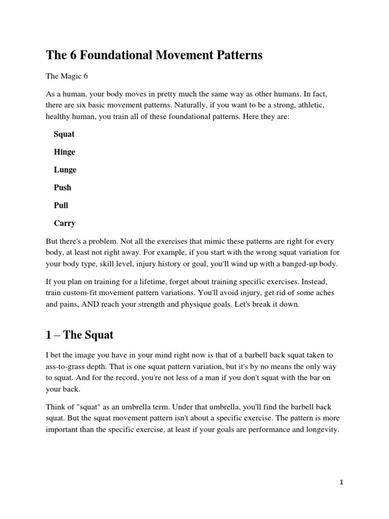 The 6 Foundational Movement Patterns | PDF | Shoulder | Weight Training
