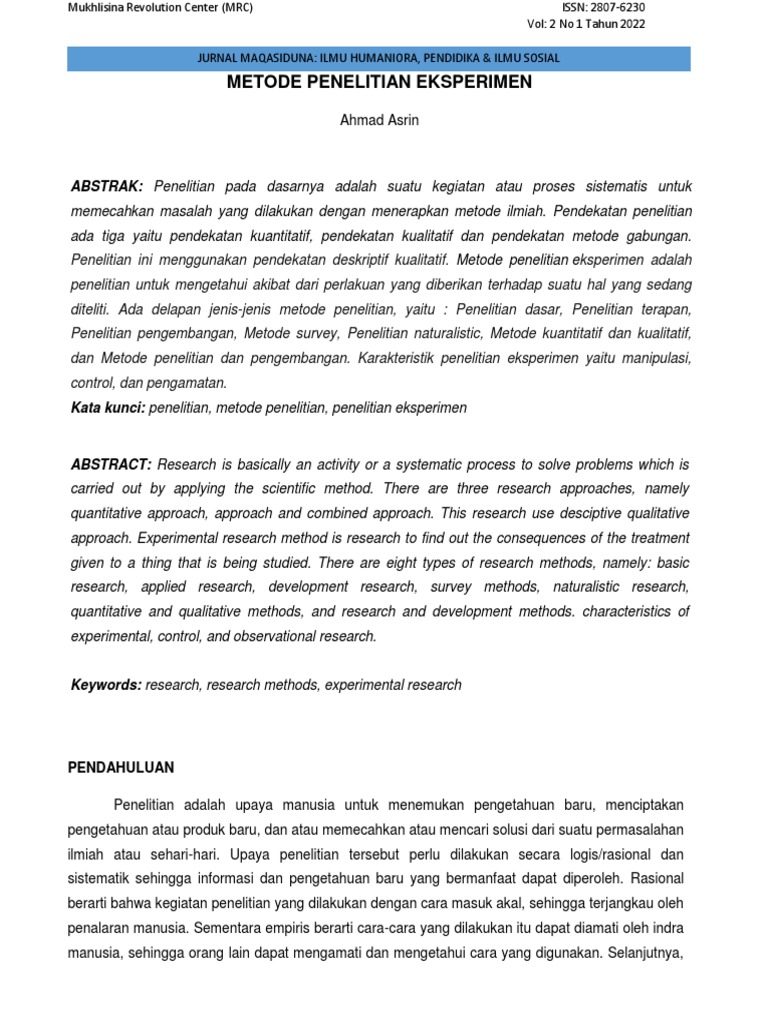 Experimental Research Methods in Social Science Journals | PDF