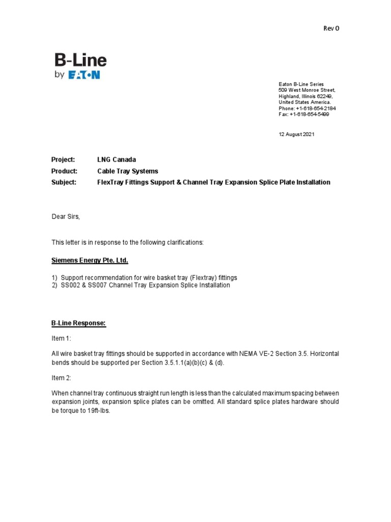 Eaton - B-Line - Flextray Fittings Support & Channel Tray Expansion ...