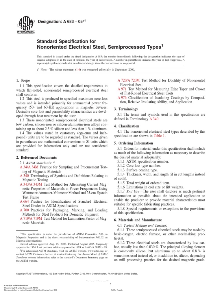 Astm A 683 | PDF | Materials | Chemistry