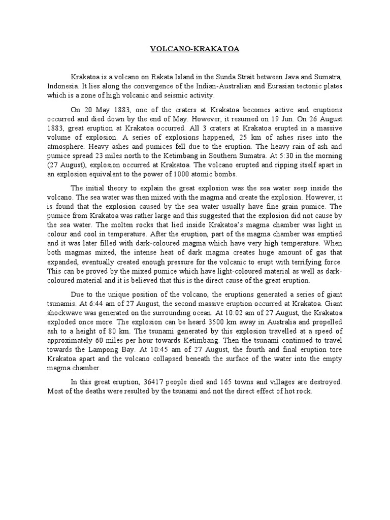 Krakatoa | PDF | Volcano | Types Of Volcanic Eruptions
