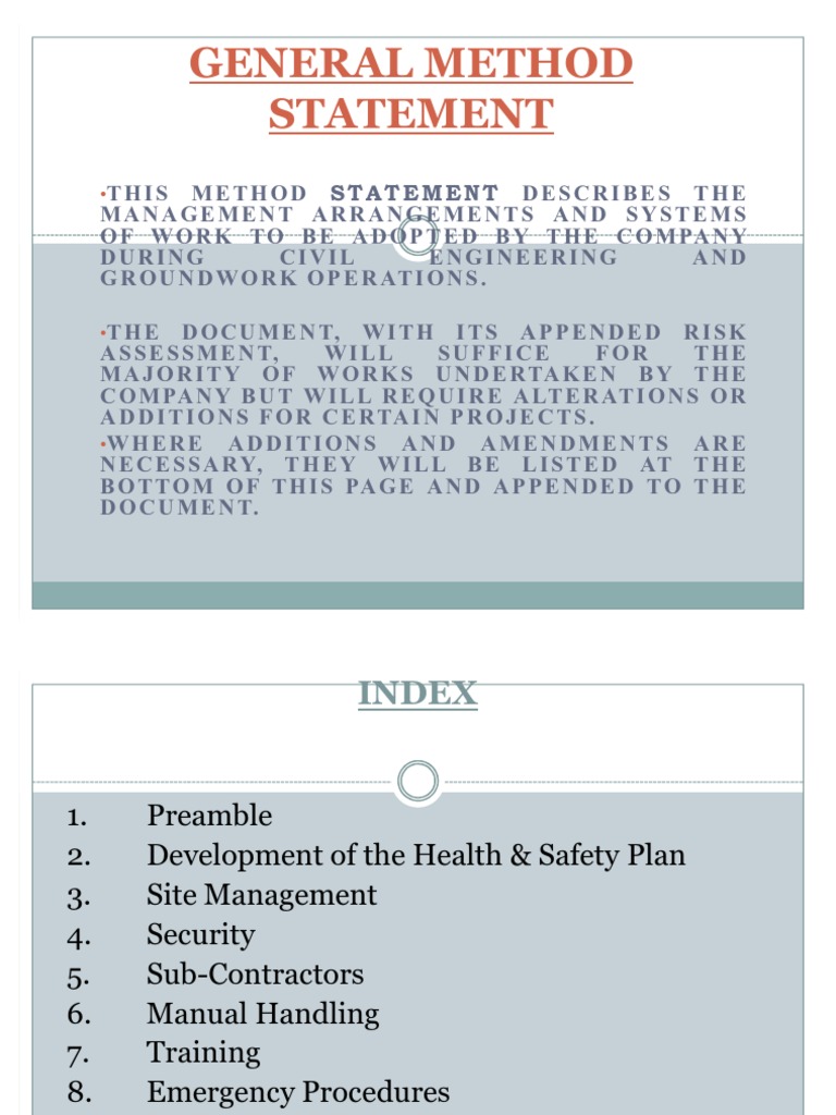 A Comprehensive Method Statement for Civil Engineering and Groundworks Operations | PDF ...