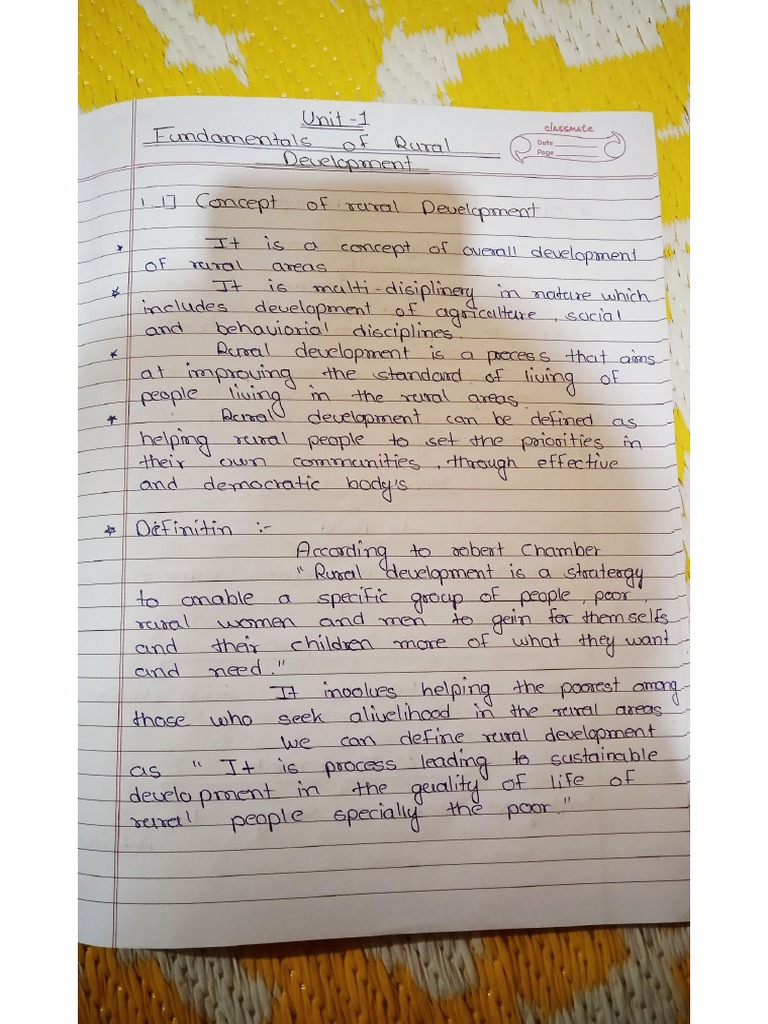 Fundamentals of Rural Development Notes For 1st Chapter | PDF