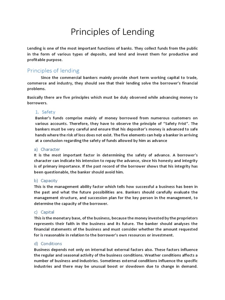 Principles of Lending | PDF | Banks | Loans