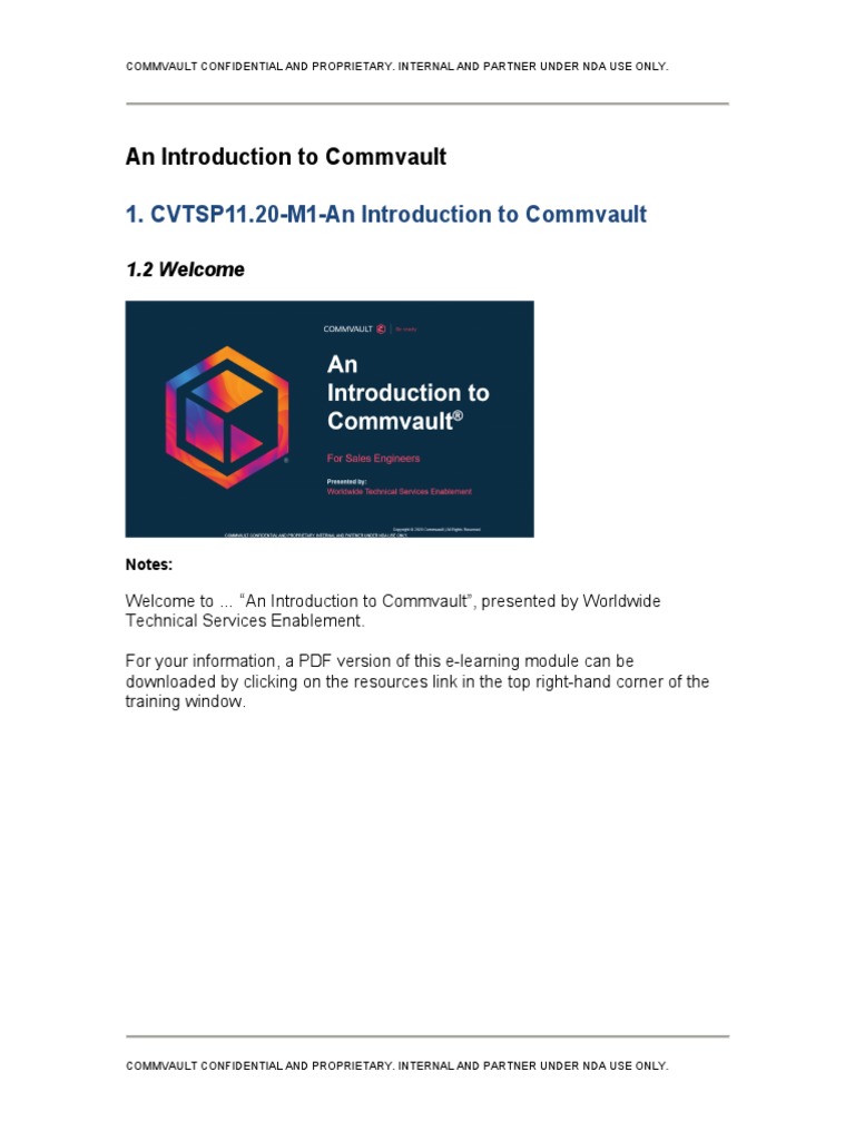 CVTSP1120-M01-An Introduction To Commvault | PDF | Cloud Computing | Backup