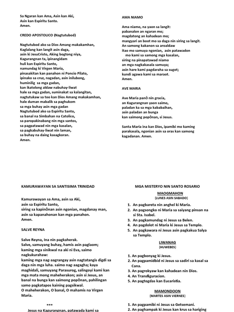 Basic Prayers in Bikol | PDF