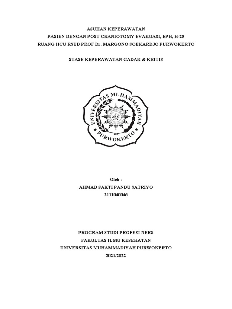 Askep Post Craniotomy Evakuasi, Eph H-25 Ruang Hcu | PDF