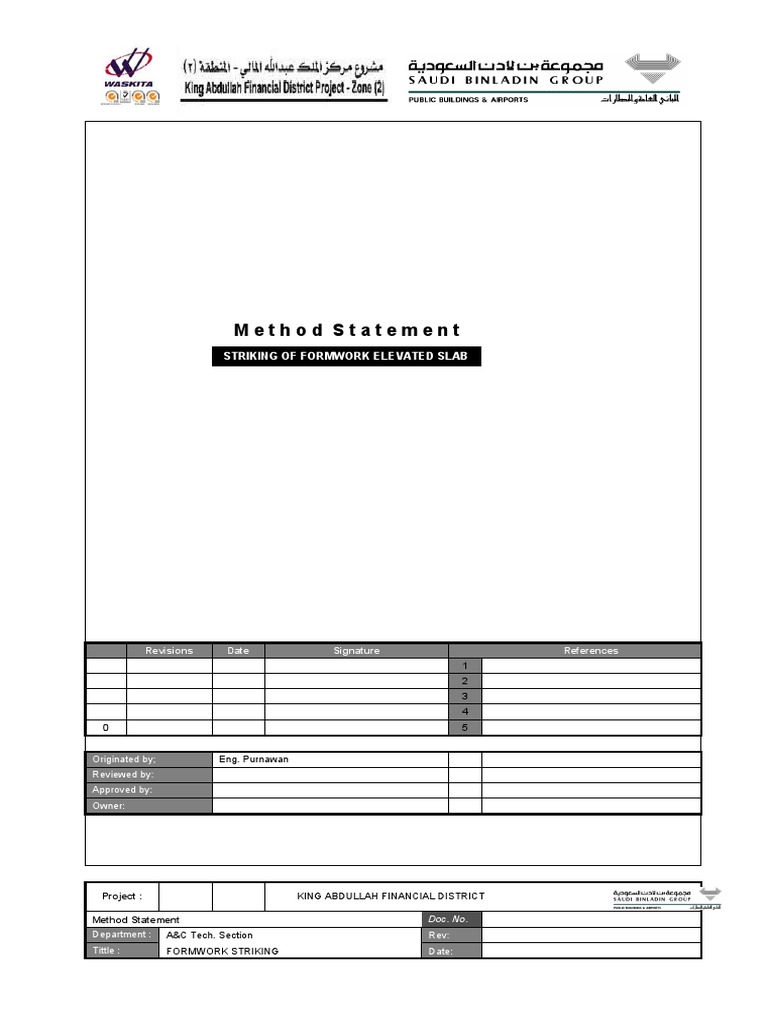 Method Statement Striking Formwork | Download Free PDF | Concrete ...