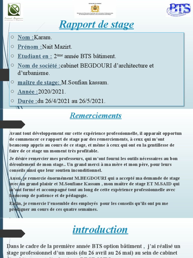 Rapport de Stage | PDF | Architecte