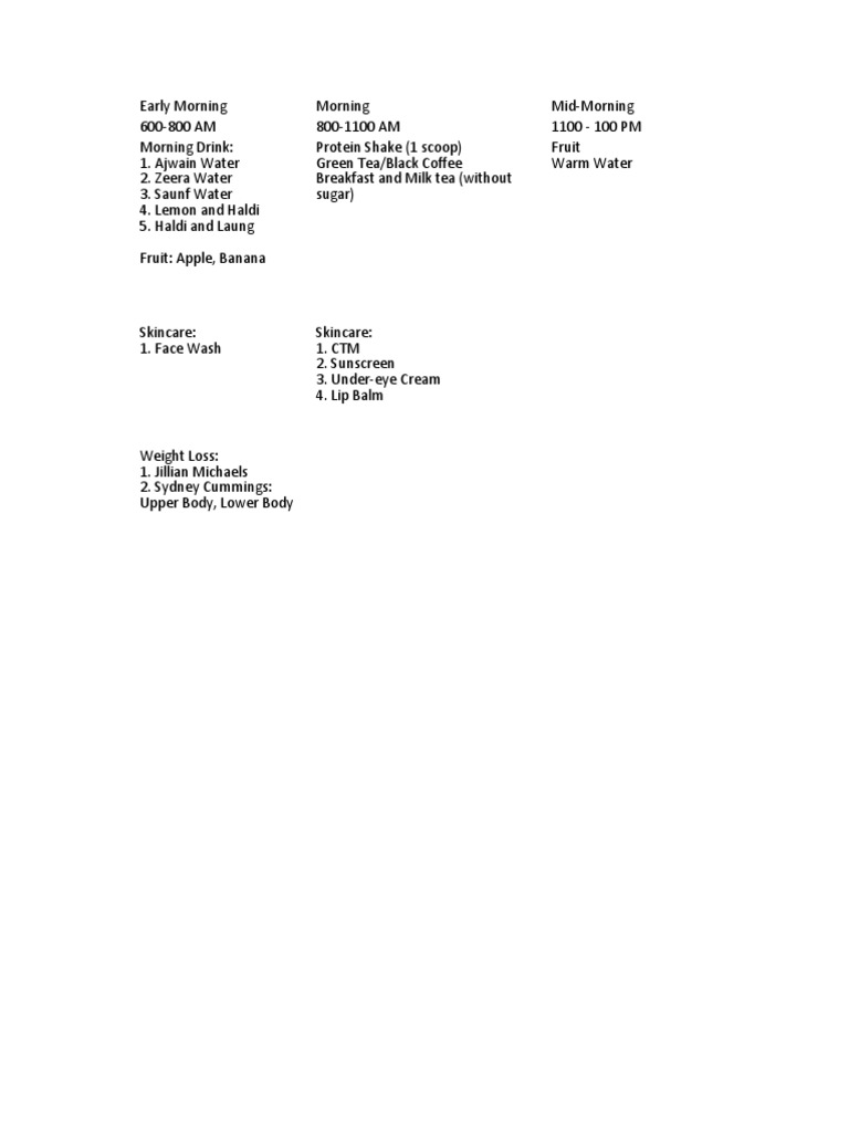 Time Table | PDF | Cooking, Food & Wine | Wellness