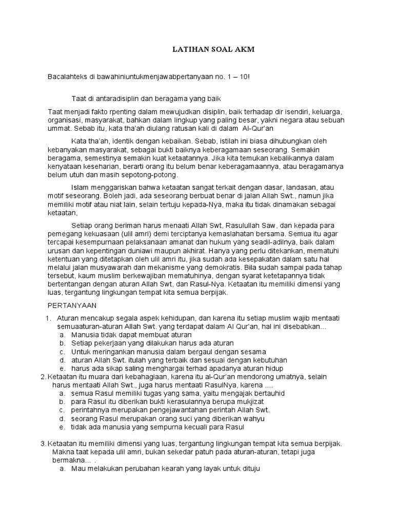Soal Akm - Xii | PDF | Agama & Spiritualitas