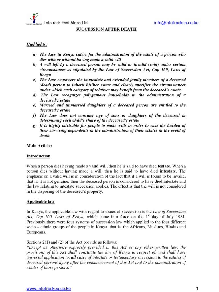 Testate and Intestate Succession | PDF | Will And Testament | Intestacy