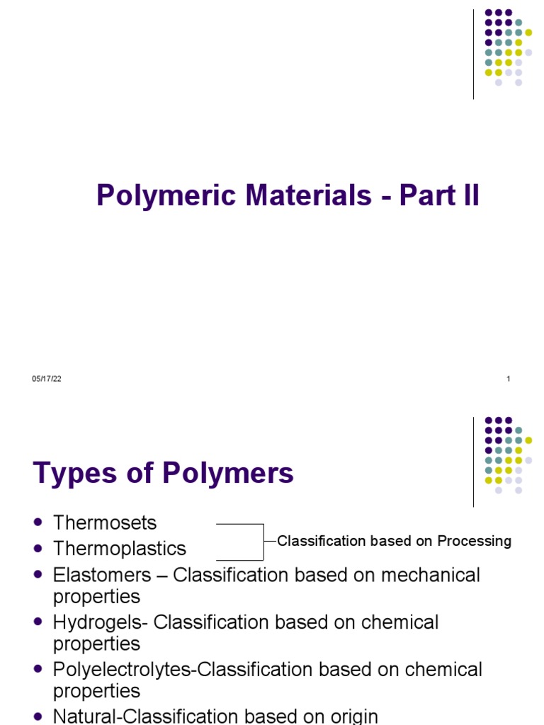 Types of Polymeric Materials Explained | PDF | Polymers | Polymerization
