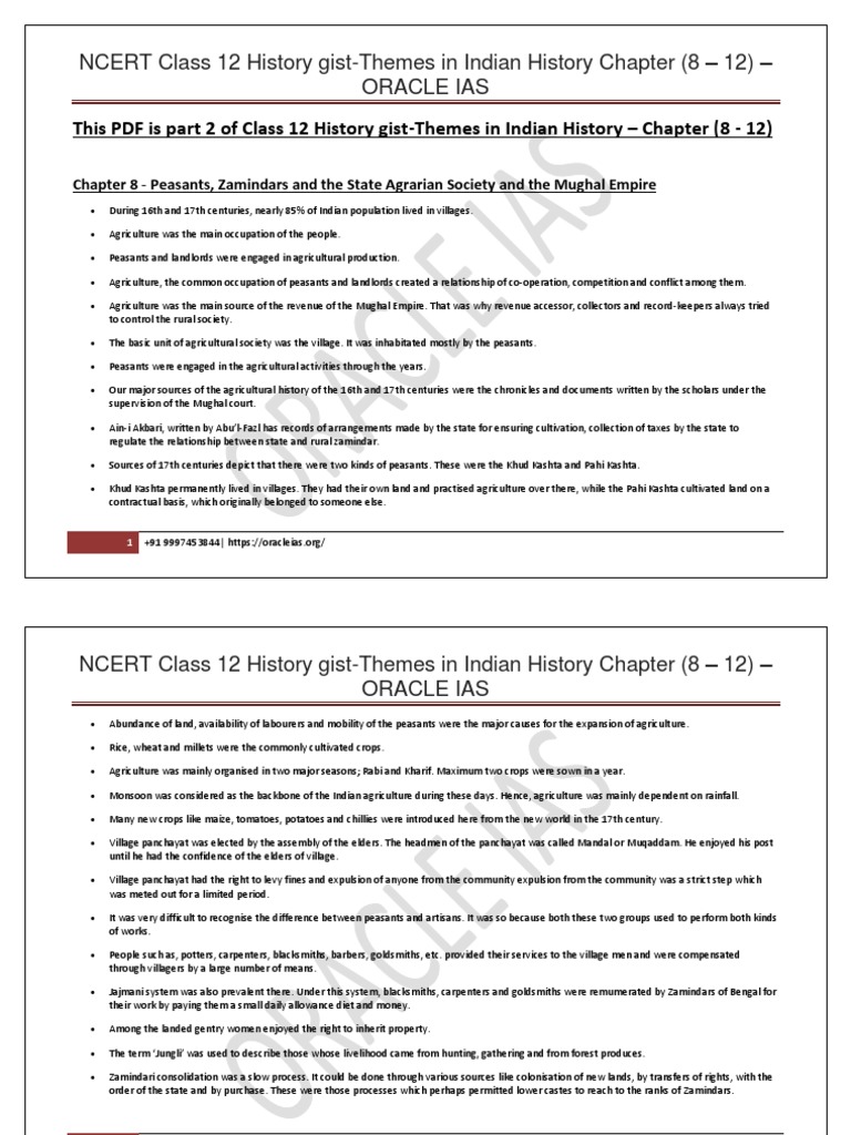 Class 12 History NCERT Summary - Part 2 | Download Free PDF | Mughal ...