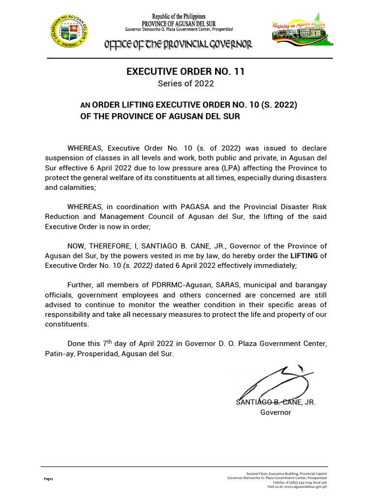EO No. 11-2022 - Lifting of Suspension | PDF