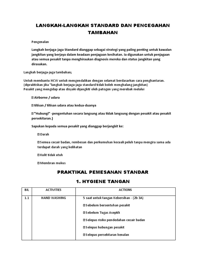 Standard Precautions and Additional Precautions | PDF