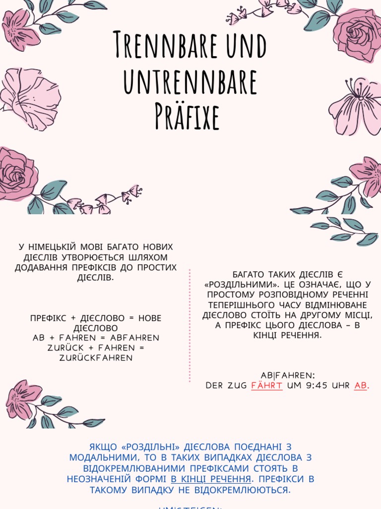 Trennbare Und Untrennbare Präfixe | PDF