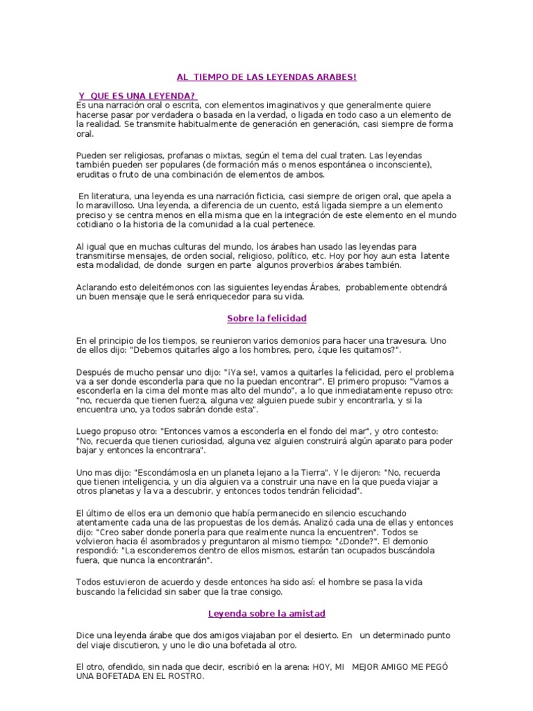 Leyendas Árabes: Sabiduría y Tradición | PDF | Leyendas | Felicidad