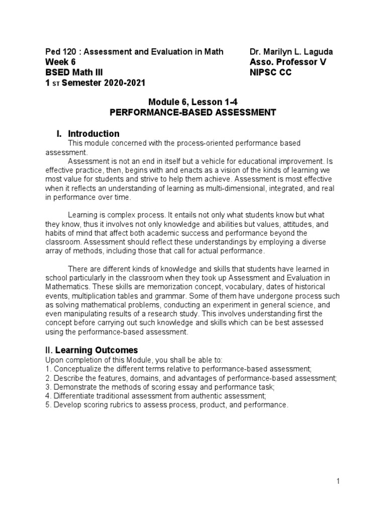 Module 6 in Ped 120 | PDF | Educational Assessment | Rubric (Academic)