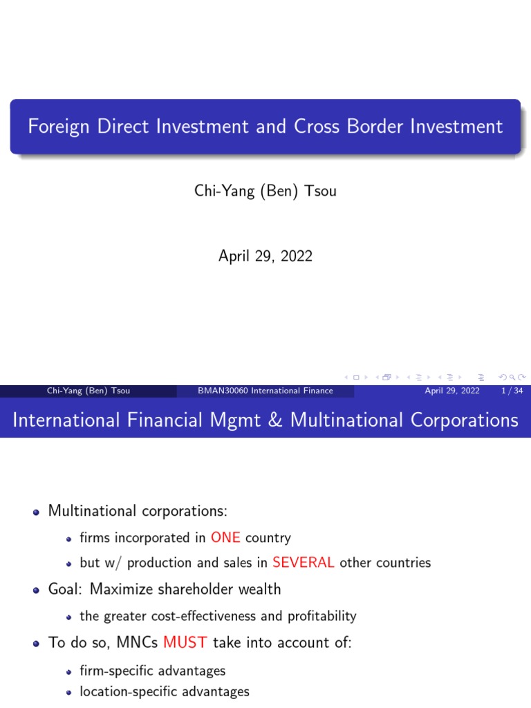 Foreign Direct Investment and Cross Border Investment | PDF | Takeover | Mergers And Acquisitions