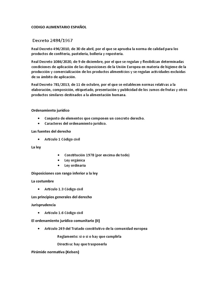 Código Alimentario Español y Normativa | PDF | Seguridad alimenticia ...