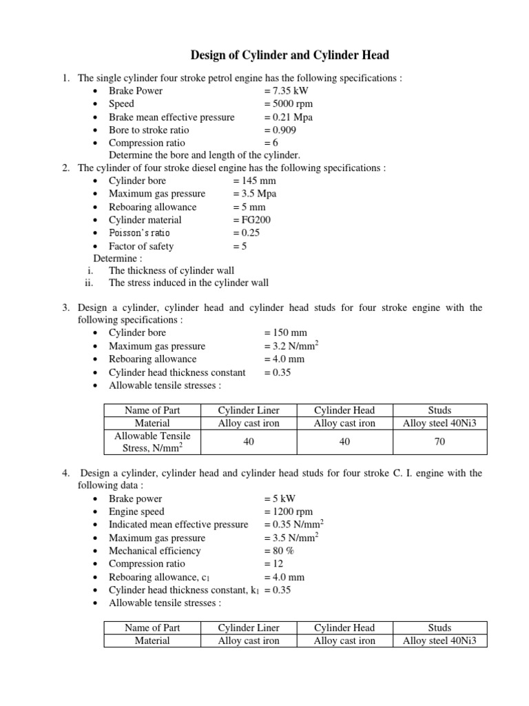 Cylinder Design and Analysis | PDF | Piston | Diesel Engine