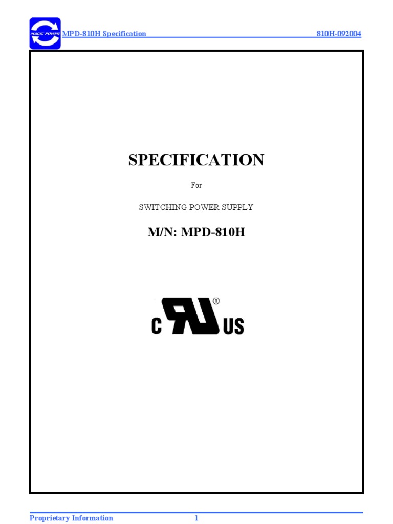 MPD 810H | PDF | Power Supply | Electrical Components