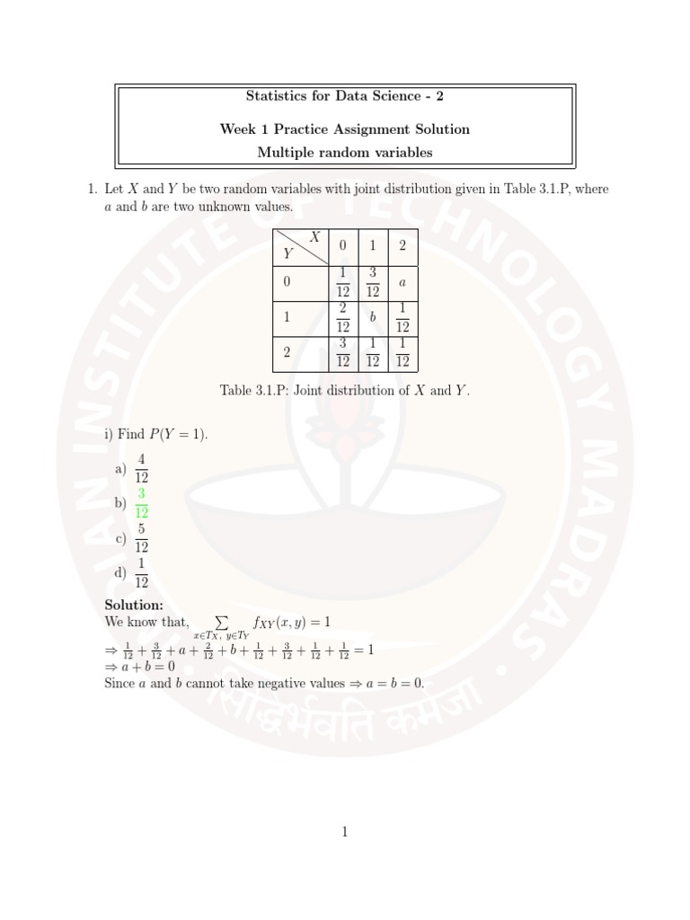 W1PS | Download Free PDF | Statistics | Probability And Statistics