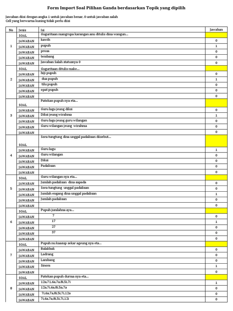 Soal Ukk B. Sunda KLS 8 21 | PDF