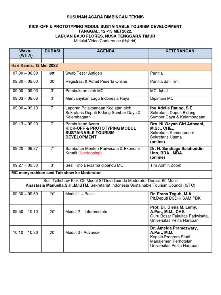 Susunan Acara Bimtek Modul STDev | PDF | Sains & Matematika