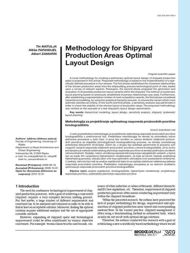 Methodology For Shipyard Production Area | PDF | Mathematical ...
