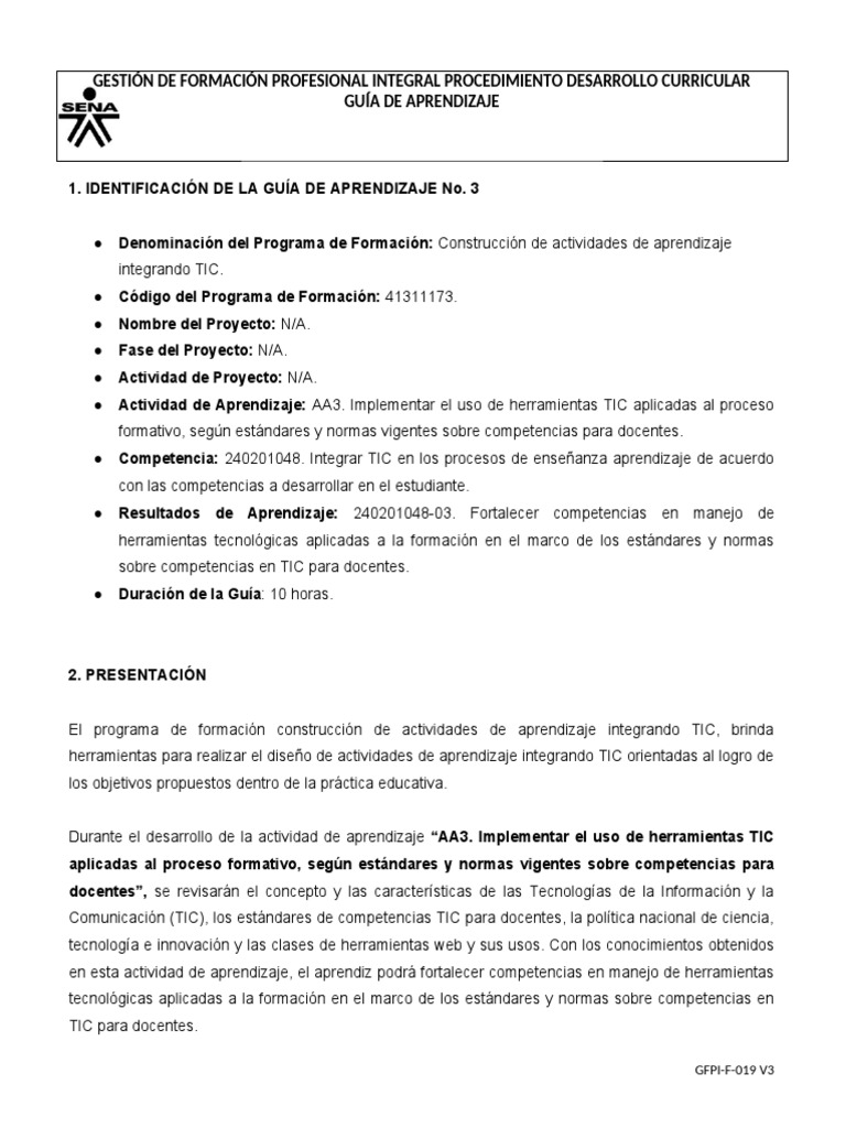 Guia Actividad 3 Tic Sena | PDF | Evaluación | Tecnología de ...