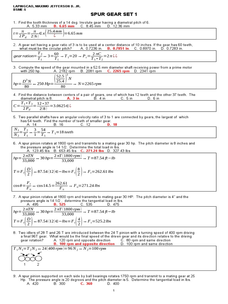 Machine Design Problem Sets | PDF | Gear | Belt (Mechanical)