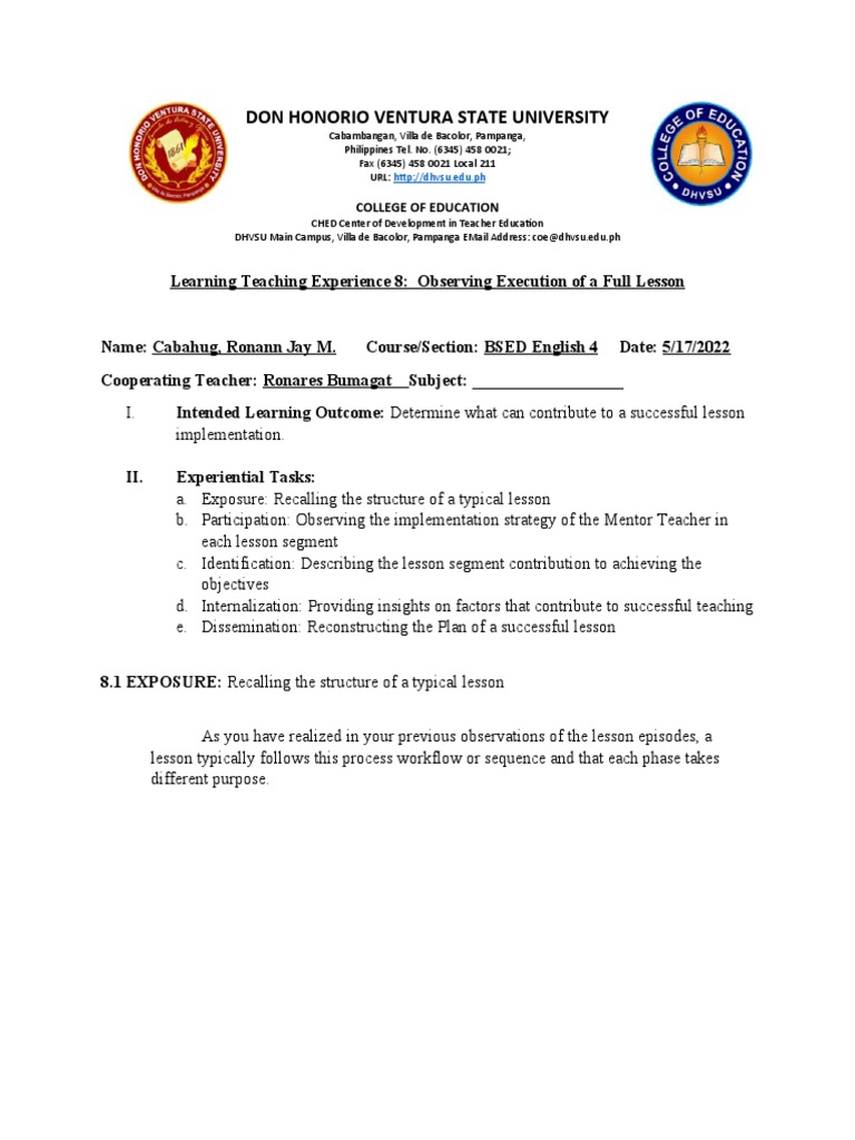 Don Honorio Ventura State University: College of Education | PDF ...