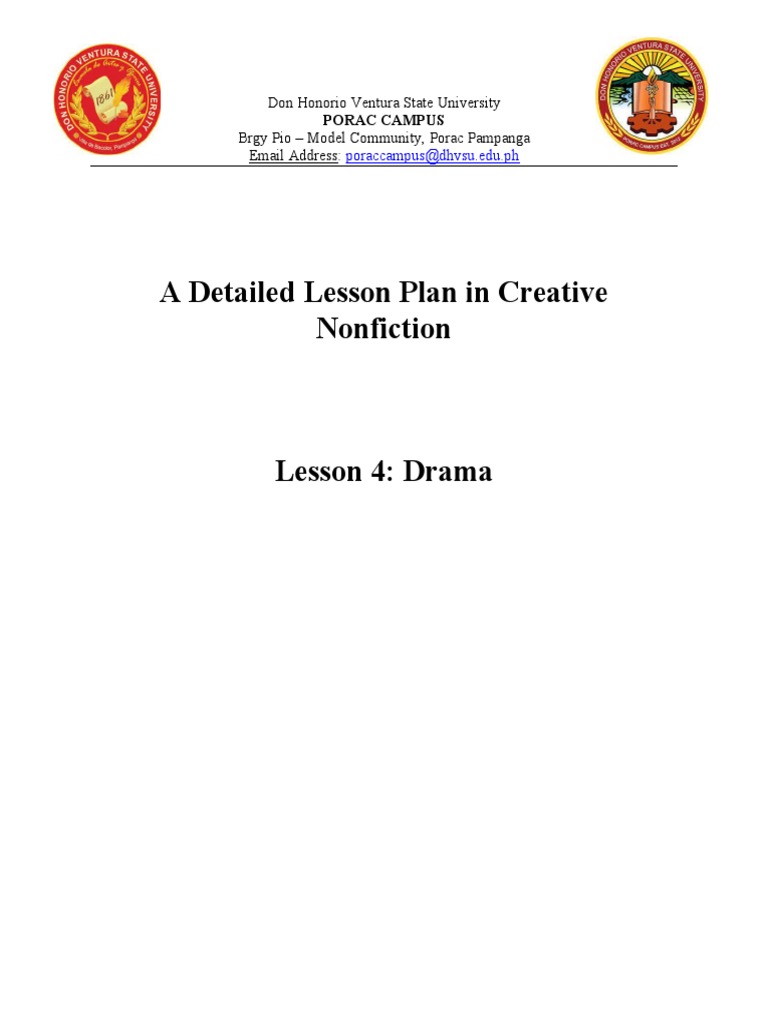 Detailed Lesson Plan in Creative Nonfiction | PDF | Play (Theatre ...