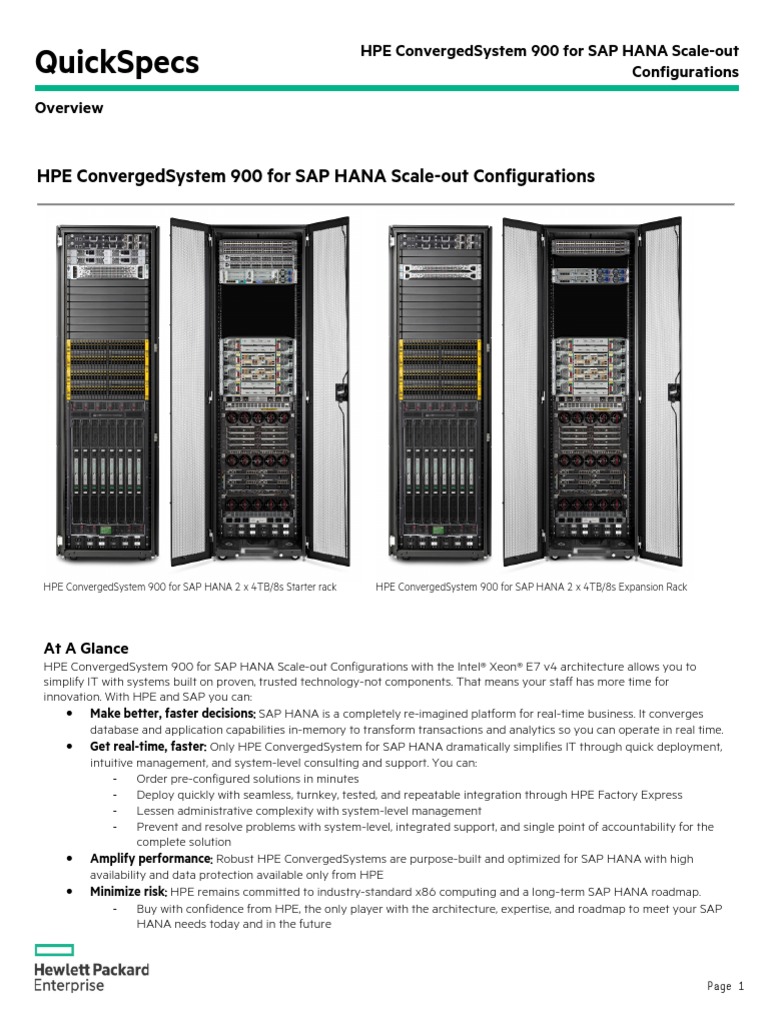 HPE ConvergedSystem 900 For SAP HANA Scale-Out Configurations-C04376738 | PDF