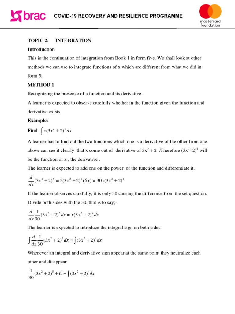 A Level Integration | PDF | Trigonometric Functions | Derivative
