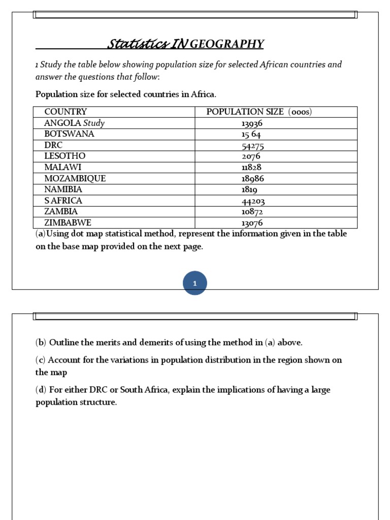 S5 and S6 Geog (STATISTICS IN GEOGRAPHY) - 1 | PDF | Workforce | Economies