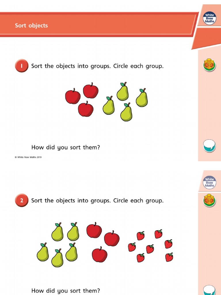 Y1 Autumn Block 1 PPT1 Sort Objects 2019 | PDF