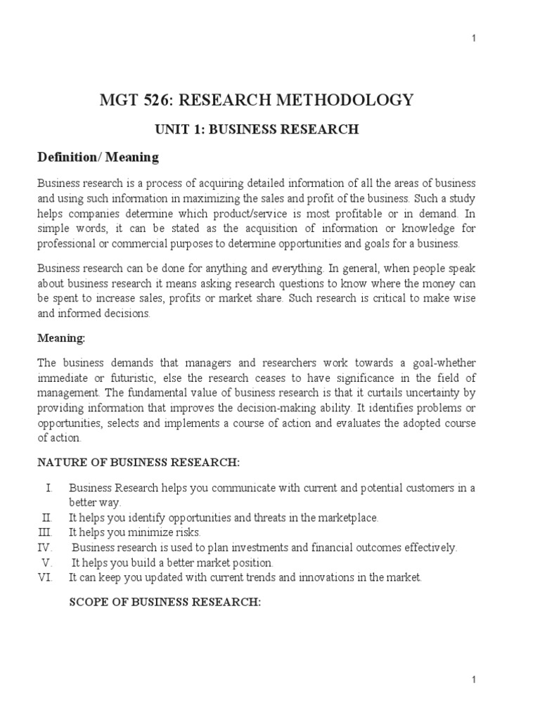 MGT 526 - RESEARCH METHODOLOGY Note | PDF | Survey Methodology | Experiment
