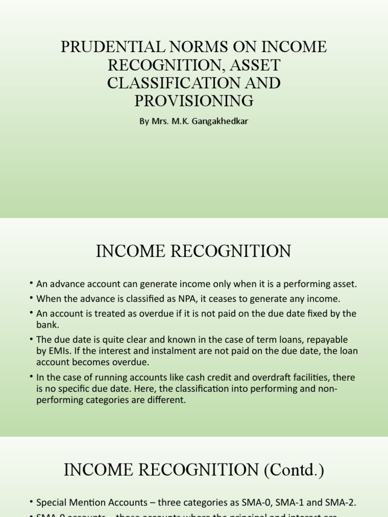 Prudential Norms On Income Recognition, Asset Classification | PDF | Interest | Finance & Money ...