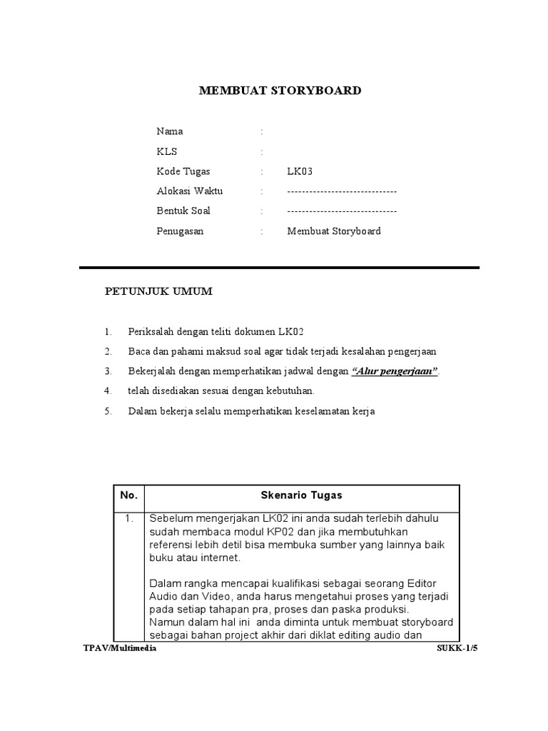 LK03 - Pembuatan Storyboard Sabila | PDF | Seni
