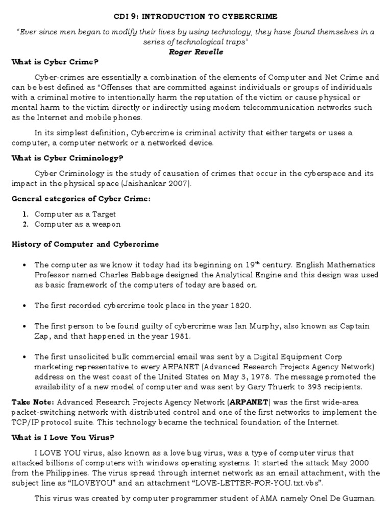 Cybercrime Notes | PDF | Computer Data Storage | Malware